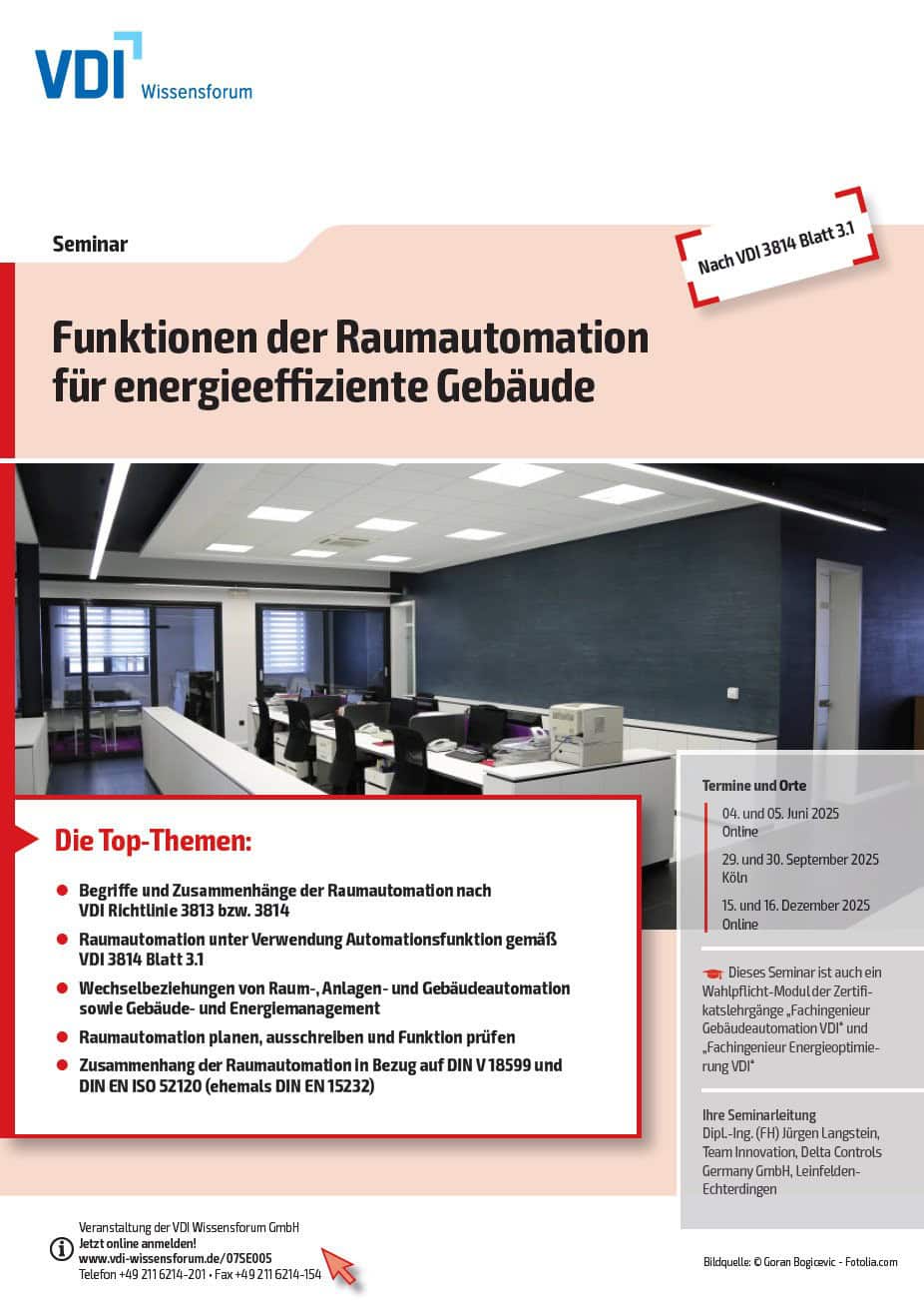VDI Seminare 2025 Raumautomation energieeffiziente Gebäude