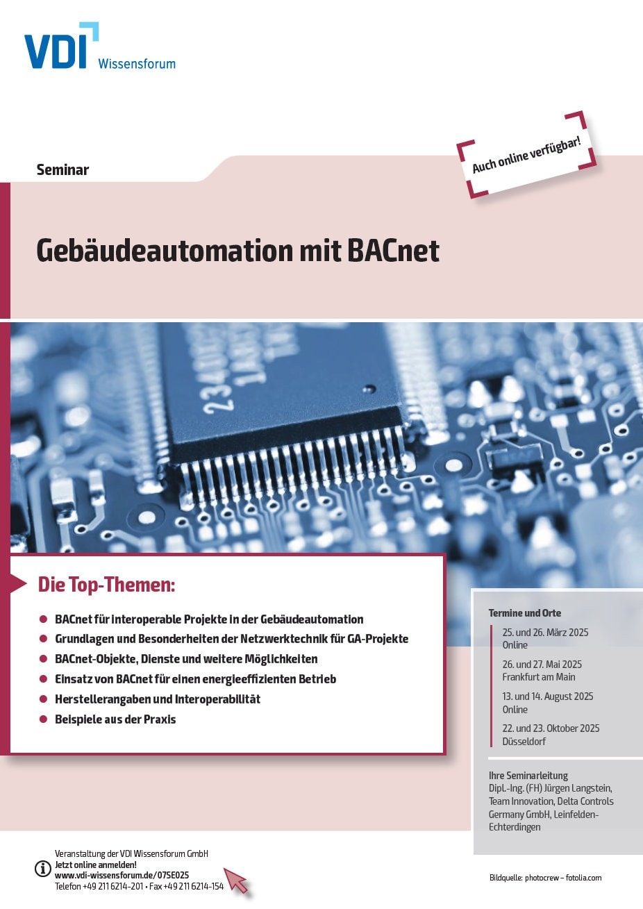 VDI Seminare 2024 Gebäudeautomation mit BACnet